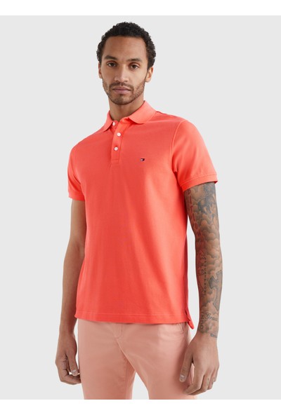 Tommy Hilfiger Polo Yaka Slim Fit Düz Kırmızı Erkek T-Shirt - MW0MW17771XMV