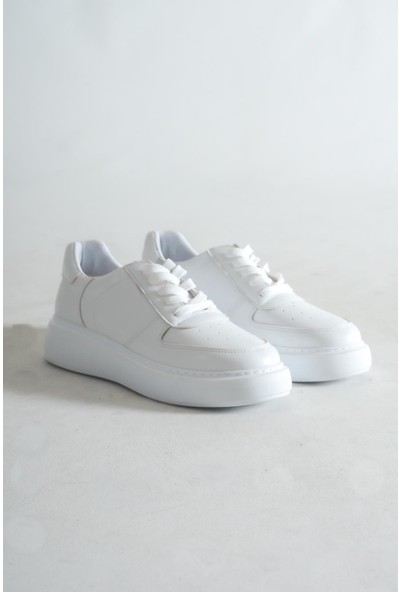 Elfa Ticaret Bayan Beyaz Bağcıklı Sneaker Günlük Spor Ayakkabı Fdn-01