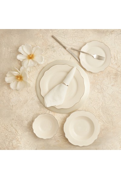 Karaca Almond Platin Line 24 Parça 6 Kişilik Porselen Yemek Takımı Karaca Almond Platin Line 24 Parça 6 Kişilik Porselen Yemek Takımı