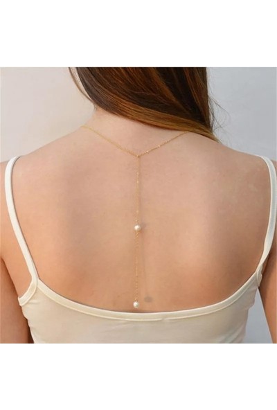 Takıconcept Inci Detaylı Altın Renk Sırt Kolyesi Takıconcept Inci Detaylı Altın Renk Sırt Kolyesi