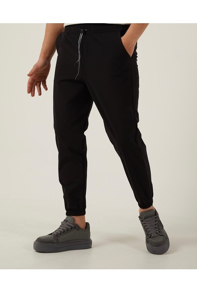 Pobudo Siyah Renk Paraşüt Kumaş Jogger Erkek Pantolon Pobudo Siyah Renk Paraşüt Kumaş Jogger Erkek Pantolon
