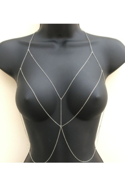 Takıconcept Kararmaz Gümüş Renk Vücut Zinciri ve Göbek Takısı, Bikini Üstü Kolye Takıconcept Kararmaz Gümüş Renk Vücut Zinciri ve Göbek Takısı, Bikini Üstü Kolye