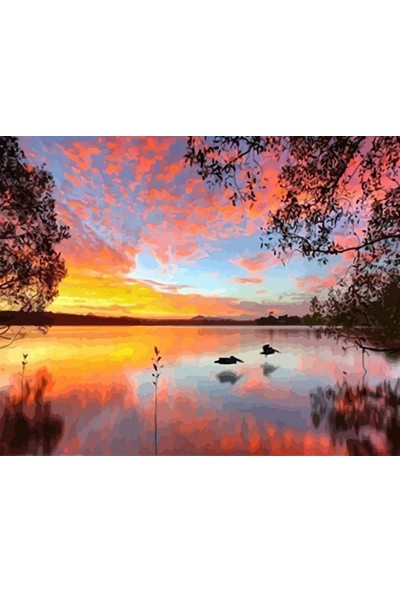 Hobi Tedarik Gölde Günbatımı Çerçeveli Sayılarla Boyama Hobi Seti 40 x 50 cm Hobi Tedarik Gölde Günbatımı Çerçeveli Sayılarla Boyama Hobi Seti 40 x 50 cm