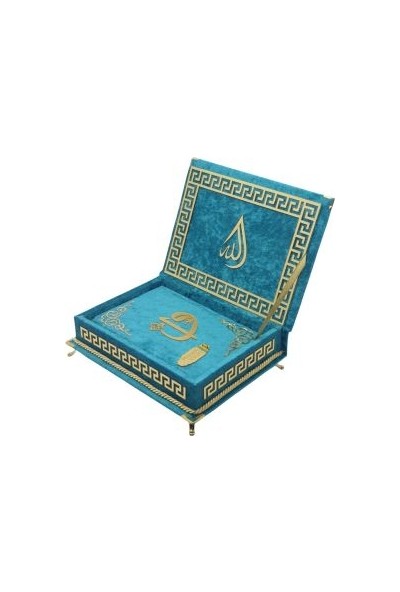 Miraysa Sandıklı Ayaklı Pleksi Turkuaz Kadife Kaplama Kuran-I Kerim Miraysa Sandıklı Ayaklı Pleksi Turkuaz Kadife Kaplama Kuran-I Kerim