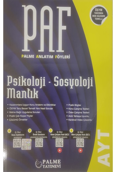 Palme Yayınevi Paf- AYT Psikoloji-Sosyoloji-Mantık Föyü Palme Yayınevi Paf- AYT Psikoloji-Sosyoloji-Mantık Föyü