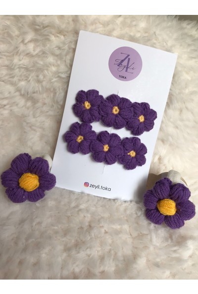 Zeyli Toka El Yapımı Örgü Menekşe 4lü Toka Seti 281160 Zeyli Toka El Yapımı Örgü Menekşe 4lü Toka Seti 281160