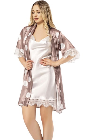 Desenli Sabahlık Degaje Gecelik Takım