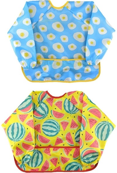 Bubebem 6-24 Ay Mavi Yumurta ve Karpuz Desenli Kollu Hazneli Su Geçirmez Mama Önlüğü Bubebem 6-24 Ay Mavi Yumurta ve Karpuz Desenli Kollu Hazneli Su Geçirmez Mama Önlüğü