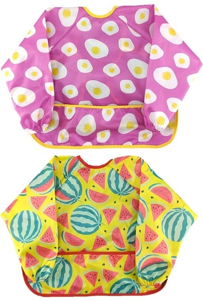 Bubebem 6-24 Ay Karpuz ve Fuşya Yumurta Desenli Kollu Hazneli Su Geçirmez Mama Önlüğü Bubebem 6-24 Ay Karpuz ve Fuşya Yumurta Desenli Kollu Hazneli Su Geçirmez Mama Önlüğü