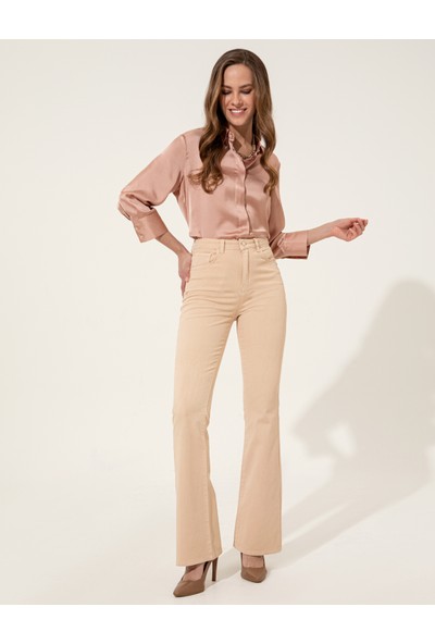 Pierre Cardin Bej Skinny Flare Denim Pantolon 50247699-VR011