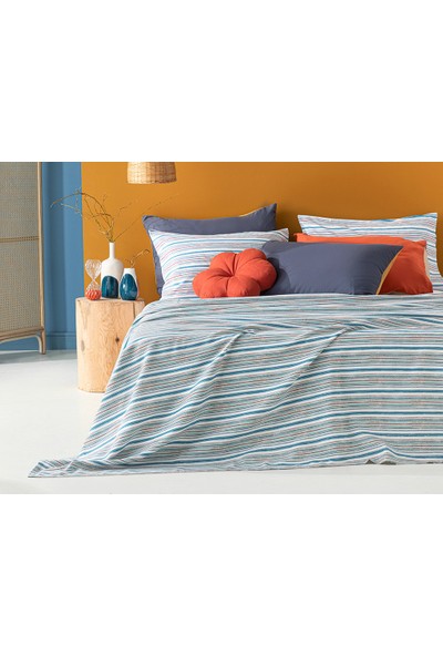 English Home Mer Aquarelle Baskılı Çift Kişilik Pike 200X220 cm Turkuaz – Mavi