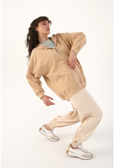 Kanguru Cepli Oversize Hırka