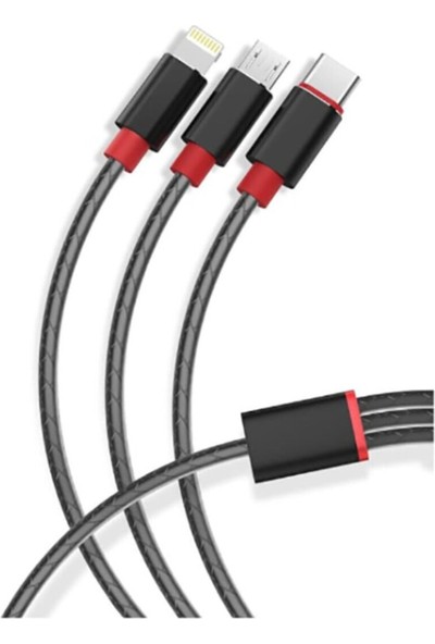 Xiaomi Poco X3 Gt Data Veri Şarj Kablosu 3 In 1 USB Cable 120CM Micro+Lightning+Type-C Xiaomi Poco X3 Gt Data Veri Şarj Kablosu 3 In 1 USB Cable 120CM Micro+Lightning+Type-C