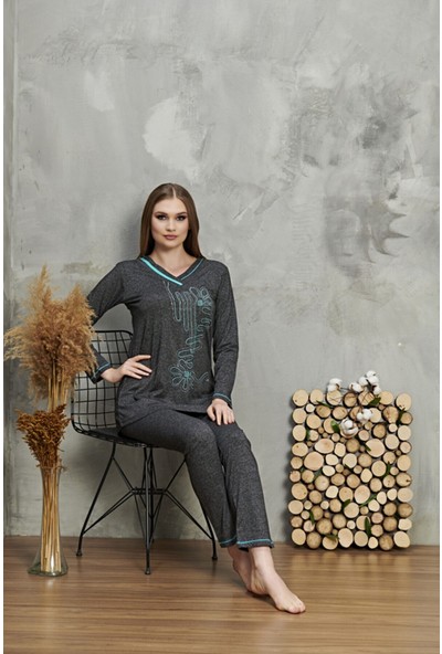 Seviyel Kadın Viskon Likralı Pijama Takımı Viskon