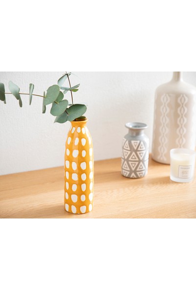 English Home Glam Dots Vazo 7.3X7.3X23 cm Turuncu English Home Glam Dots Vazo 7.3X7.3X23 cm Turuncu