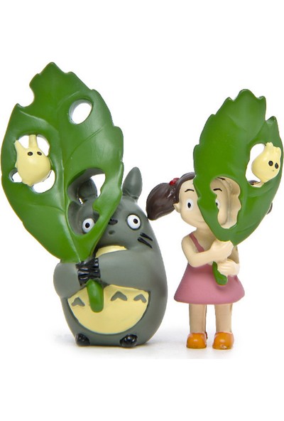 Allfun 2'li Miyazaki Komşum Totoro Yeşil Yaprakları ile Mei Peyzaj Bebek Şekil (Yurt Dışından)