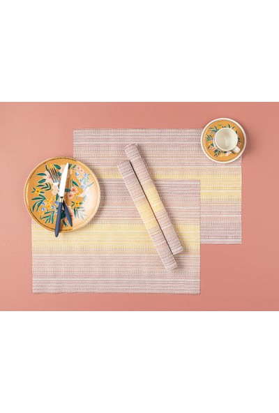 English Home Multicoloured Pvc 4'lü Amerıkan Servis 30X45 cm Pembe English Home Multicoloured Pvc 4'lü Amerıkan Servis 30X45 cm Pembe