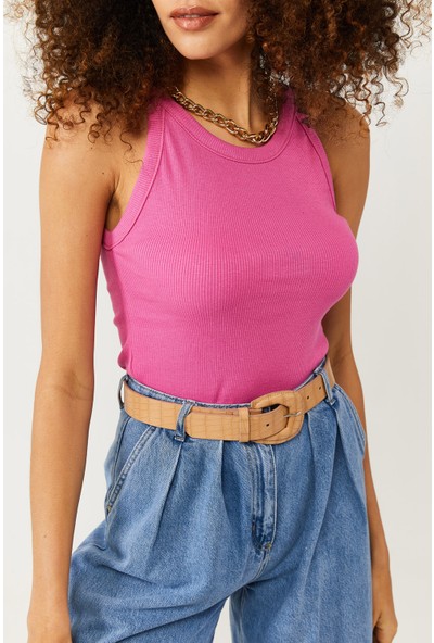 Xhan Pembe Kaşkorse Kolsuz Bluz 0YZK2-10272-20 Xhan Pembe Kaşkorse Kolsuz Bluz 0YZK2-10272-20