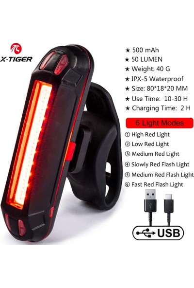 Sunlink X-Tiger Bisiklet Arka Işık Ipx-5 Su Geçirmez USB Şarj Edilebilir LED Güvenlik Uyarı Lambası Bisiklet Yanıp Sönen Aksesuarlar Bisiklet Stop Lambası (Yurt Dışından) Sunlink X-Tiger Bisiklet Arka Işık Ipx-5 Su Geçirmez USB Şarj Edilebilir LED Güvenlik Uyarı Lambası Bisiklet Yanıp Sönen Aksesuarlar Bisiklet Stop Lambası (Yurt Dışından)