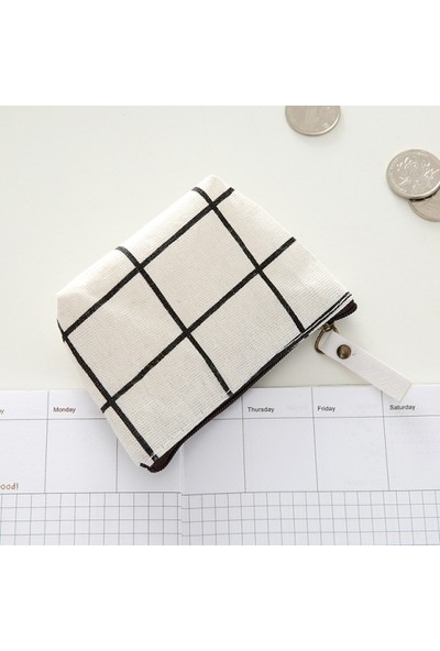 Etya Kadın Tuval Çiçek Ekose Fermuar Kılıfı Küçük Cüzdan (Yurt Dışından)