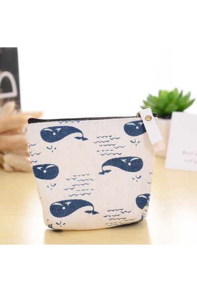 Etya Kadın Tuval Çiçek Ekose Fermuar Kılıfı Küçük Cüzdan (Yurt Dışından)