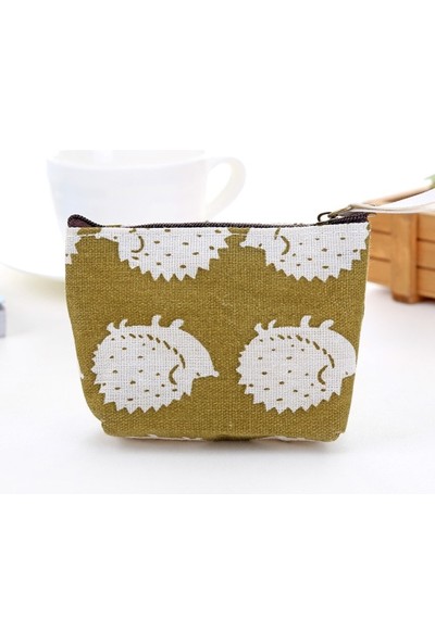 Etya Kadın Tuval Çiçek Ekose Fermuar Kılıfı Küçük Cüzdan (Yurt Dışından)