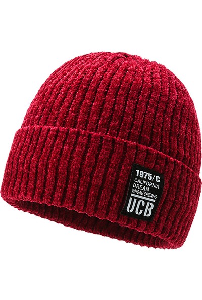 Allegp Kadın Kışlık Örgü Şapka -Kırmızı (Yurt Dışından)