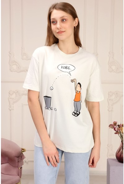 Baskılı Geniş Kesim Kadın T-Shirt