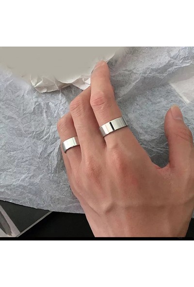 Tonstyle TS001618 Gravür Alyans Çelik Renk 2'li Ölçü= 12 ve 10 Unisex Yüzük Set