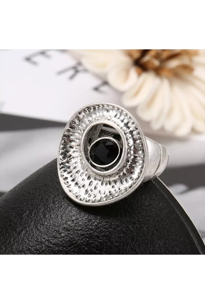 Tonstyle TS001602 Özel Tasarım Siyah Nazar Ayarlanabilir Kadın Yüzük