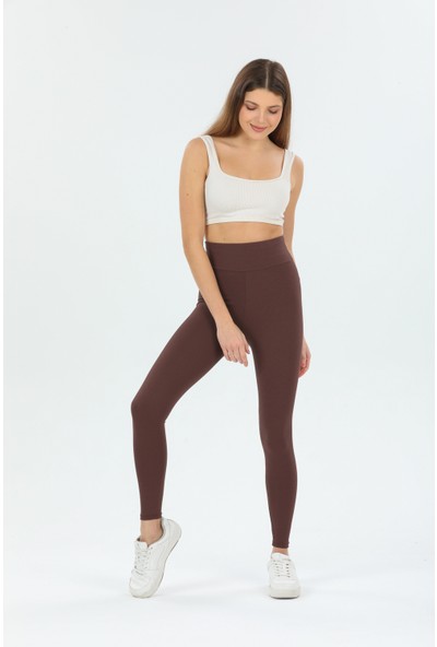 Vualist Kahverengi Fitilli Toparlayıcı Tayt Yüksek Bel Tayt