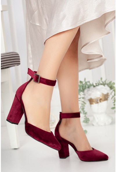 Lole Bordo Kadife Topuklu Ayakkabı 38