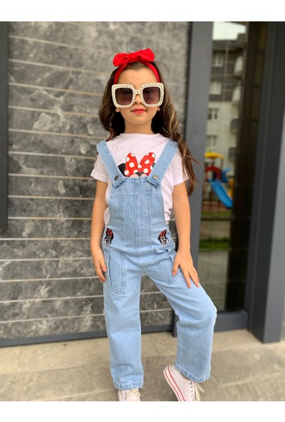 Minigimin Cicileri Mcky Kız Kısa Kol Tişört Salopet Takım