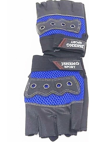 Selçuk Sporcu Eldiveni Parmaksjz Sunideri Mavi -Siyah