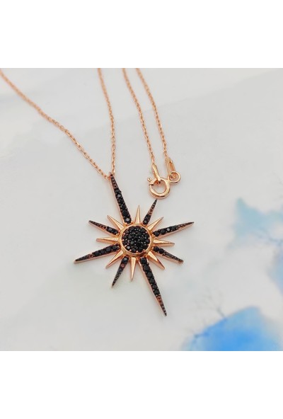 Gümüş Kutup Yıldızı Zirkon Taşlı Kolye 925 Ayar