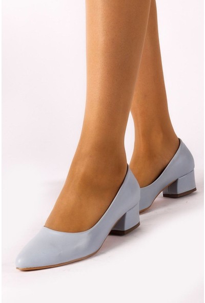 Hayalimdeki Ayakkabı Sandra Bebe Mavisi Cilt Topuklu Ayakkabı 36