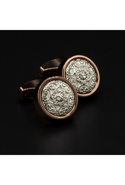 Verozi Kol Düğmesi - Yuvarlak Gri Işleme Bakır Renkli Gövde - Kdodgb