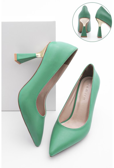 Marjin Kadın Sivri Burun Ayna Ökçe Topuklu Ayakkabı Estor