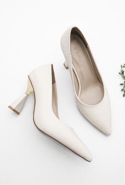 Marjin Kadın Sivri Burun Ayna Ökçe Topuklu Ayakkabı Estor