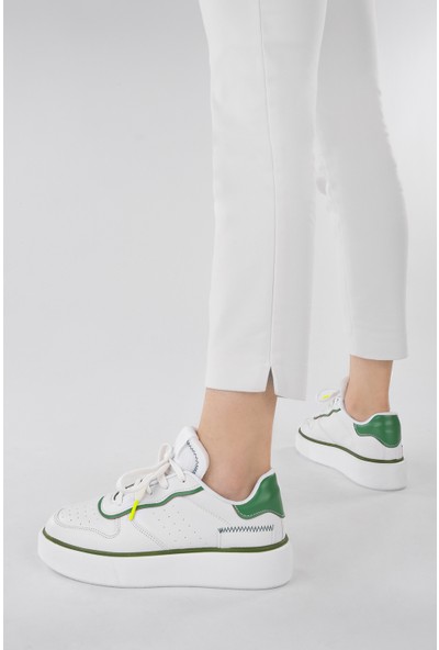 Marjin Kadın Sneaker Kalın Taban Bağcıklı Spor Ayakkabı Lekya