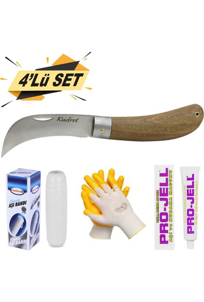 Badem10 Aşı Bıçağı Eğri Uçlu Bağ Bıçağı Ara Çakı + Aşı Bandı + Aşı Macunu + Eldiven (4'lü Set) Badem10 Aşı Bıçağı Eğri Uçlu Bağ Bıçağı Ara Çakı + Aşı Bandı + Aşı Macunu + Eldiven (4'lü Set)