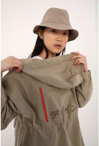 ALLDAY Kapüşonlu Baskılı Trençkot