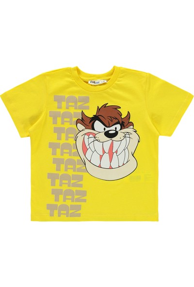 Tazmanya Erkek Çocuk Tişört 2-5 Yaş Sarı