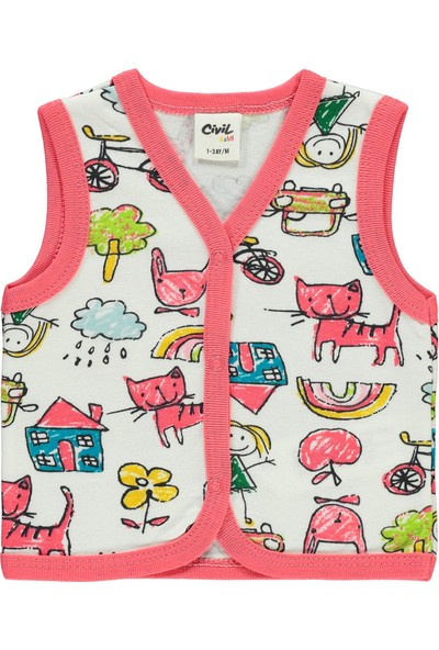 Civil Baby Kız Bebek Yelek 1-9 Ay Narçiçeği
