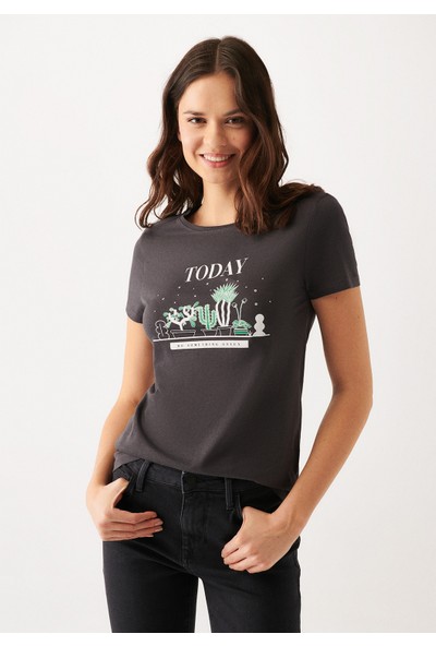 Mavi Today Baskılı Gri Tişört Mavi Today Baskılı Gri Tişört