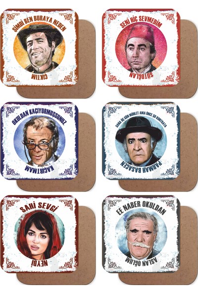 Hayat Poster Yeşilçam Türk Sineması Replikleri -3- Set 6lı Retro Ahşap Bardak Altlığı Seti Hayat Poster Yeşilçam Türk Sineması Replikleri -3- Set 6lı Retro Ahşap Bardak Altlığı Seti