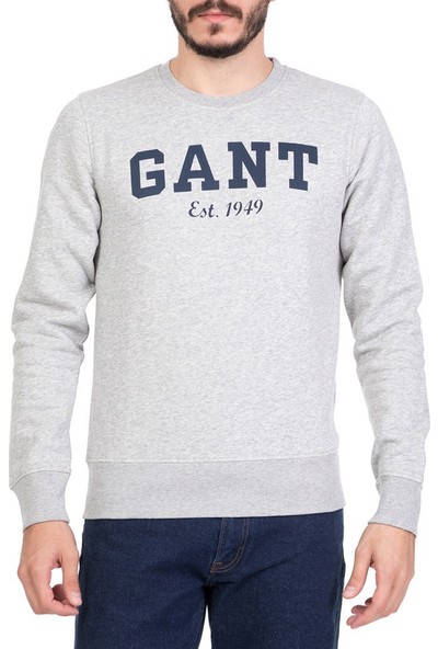 Gant Erkek Bisiklet Yaka Sweatshirt - Gri