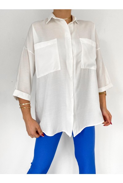 Noa Noa Katlamalı Kol Detaylı Çift Cepli Gömlek