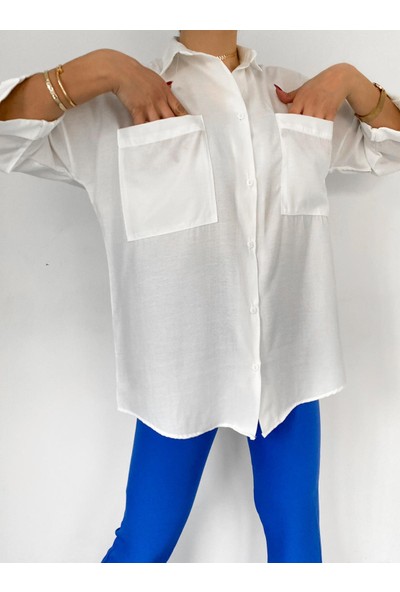 Noa Noa Katlamalı Kol Detaylı Çift Cepli Gömlek