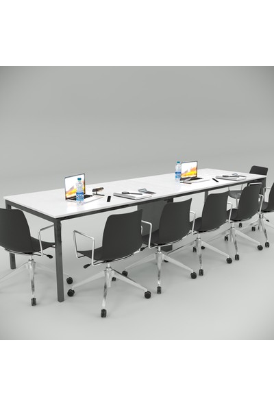 Akr Ofis Ear Toplantı Masası Orta Ayaklı Beyaz